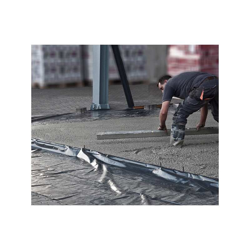 Film plastique d'étanchéité sous-dalle en polyéthylène noir Type 200 ...