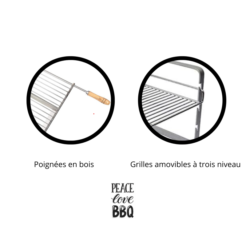Support grille barbecue encastrable avec grille en acier inoxydable ...