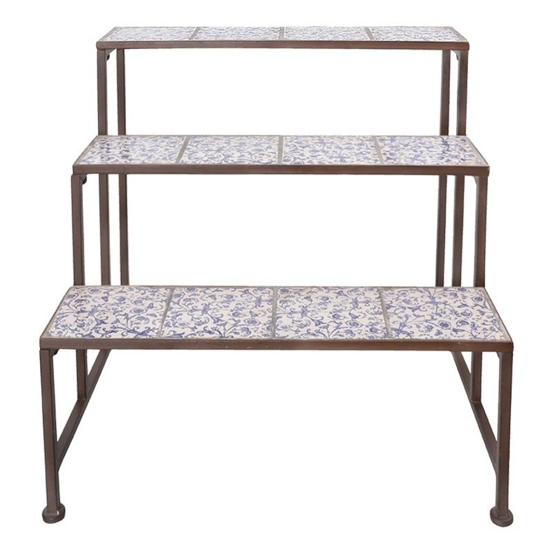 Étagère en céramique patinée bleu/blanc Esschert Design BV