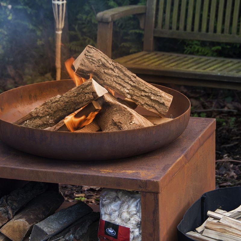 Braséro avec rangement bois rouillé 80cm Esschert Design BV